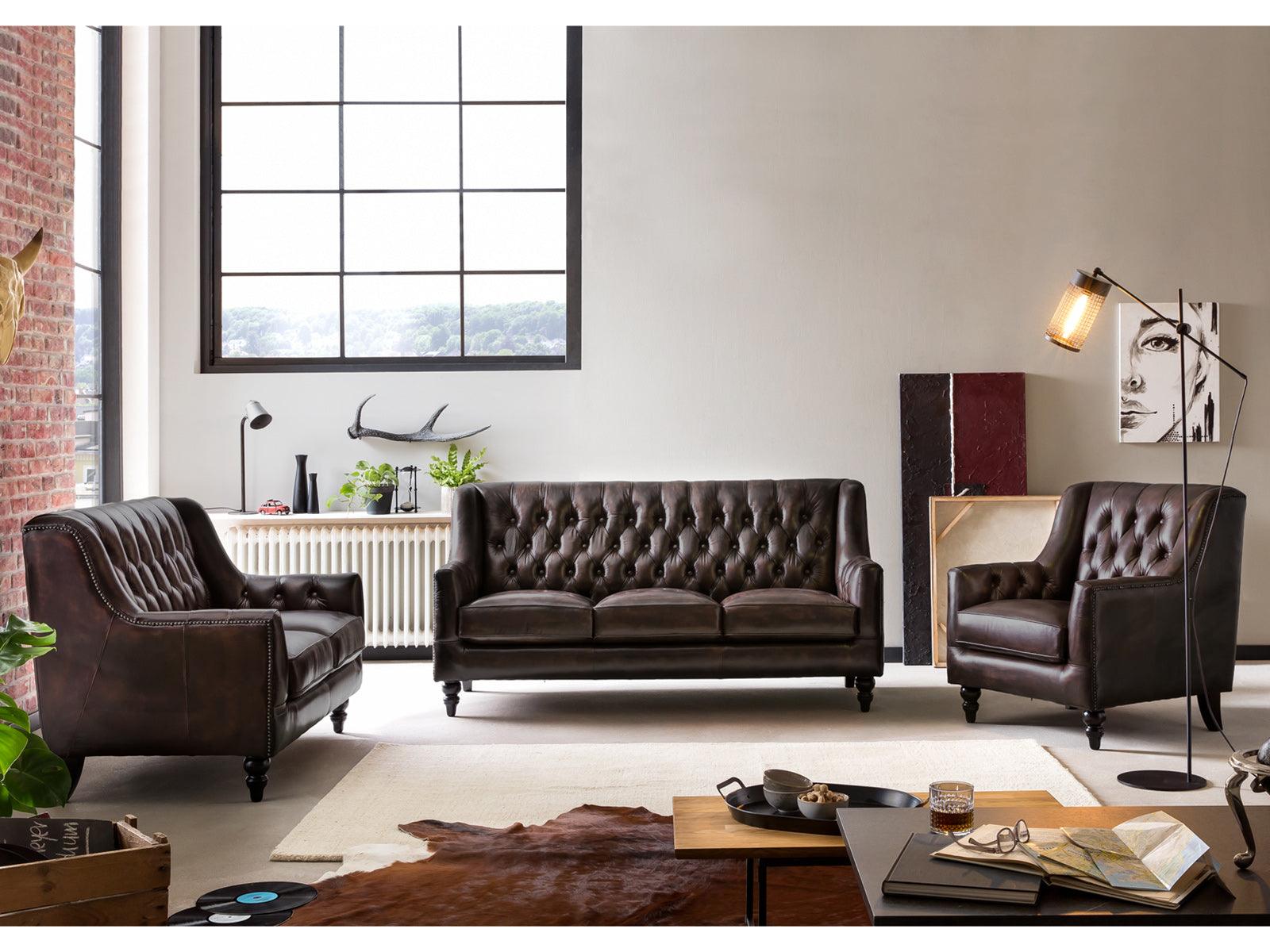 Duraster Colonial Brown Chesterfield Set of 3 Sofas | Duraster