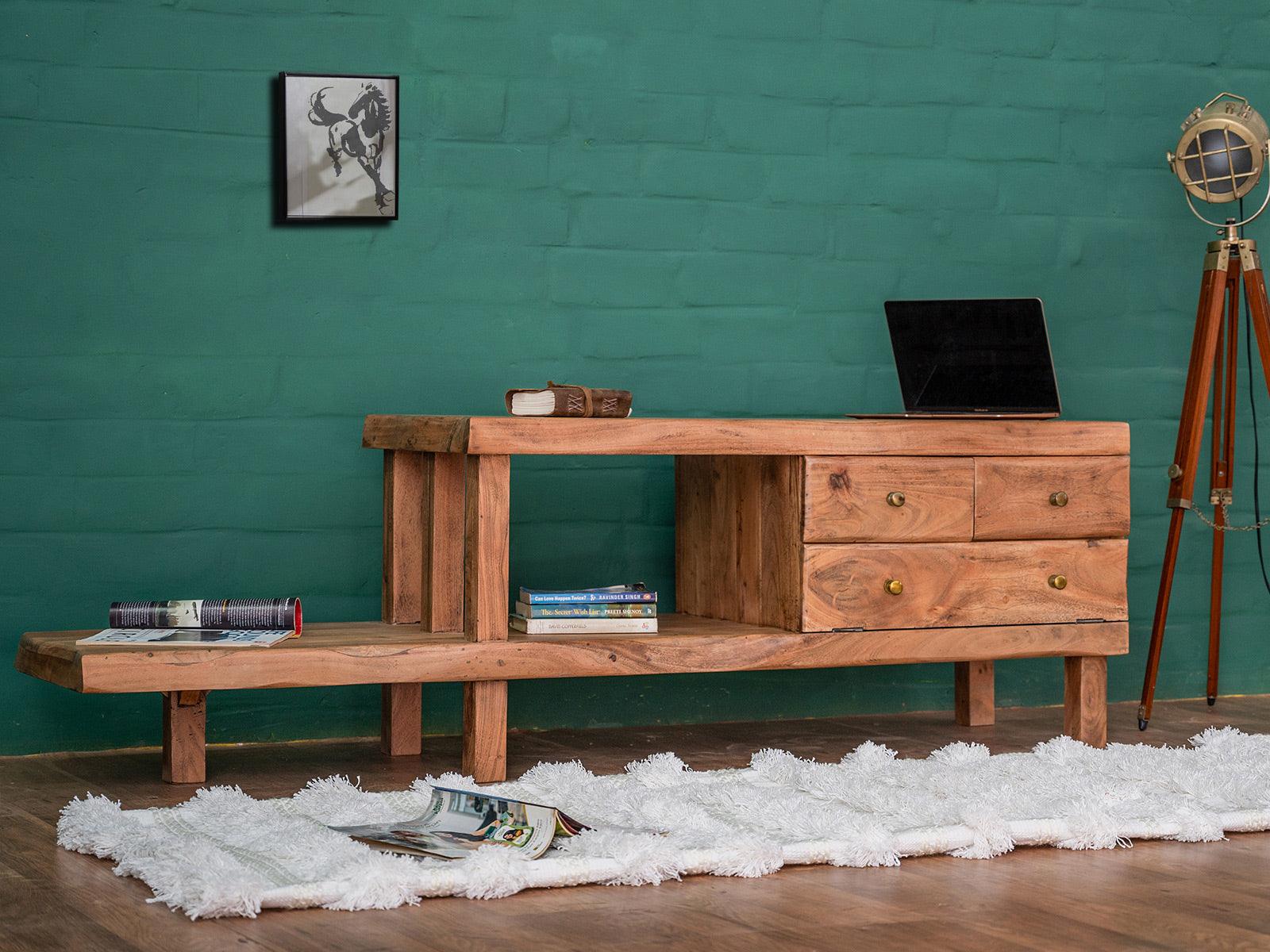 Duraster Hawkin Solid Wood Modern TV Unit | Duraster